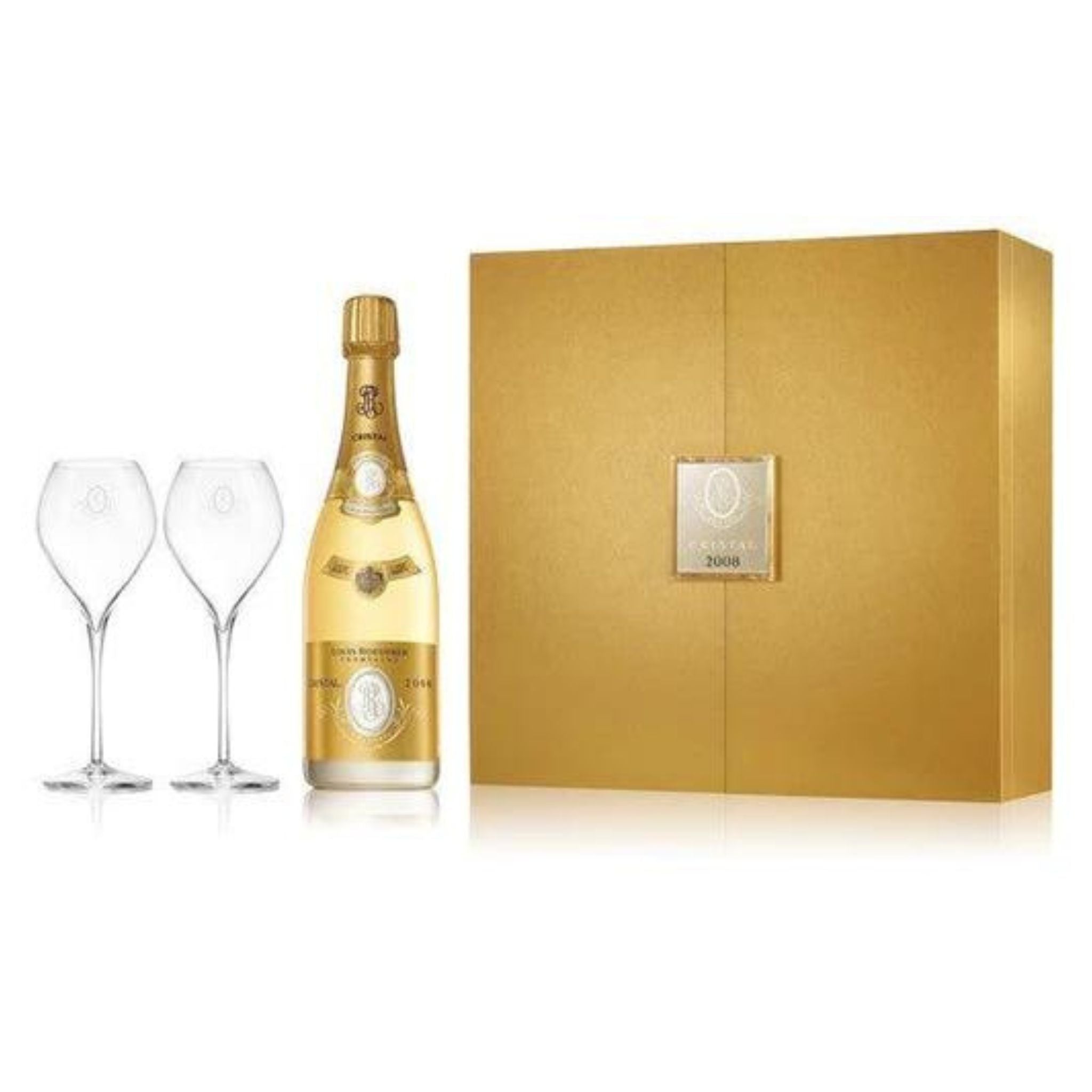Louis Roederer Cristal Brut Millesime [Gift Box with Glasses] 2008 ...